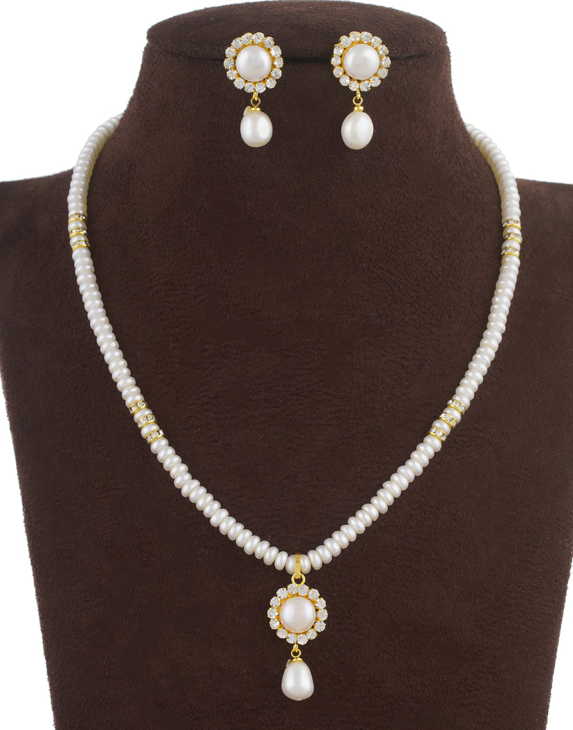 Natural Fresh Water Real Single String Pearl Set With Certificate ...